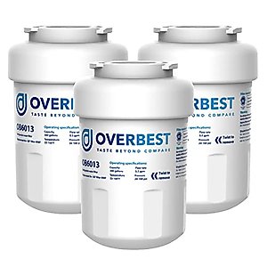 Overbest MWF Water Filter, Replacement for GE® MWF Refrigerator Water Filter and GE® smartwater MWFP, MWFA, GWF, HDX FMG-1, WFC1201, GSE25GSHECSS, Kenmore 9991, RWF1060, 197D6321P006, 3 Filters