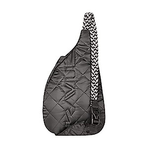 KAVU Mini Rope Puff Bag Sling Crossbody Backpack Travel Quilted Purse-Black