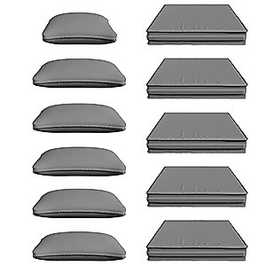 Piltwoff Outdoor 11 Pieces Patio Furniture Seat Cushions Cover Set with Zipper, Windproof Rope, Velcro. High UV Resistant Patio Chair Throw Pillow Covers,Replacement Cover (Grey Covers)