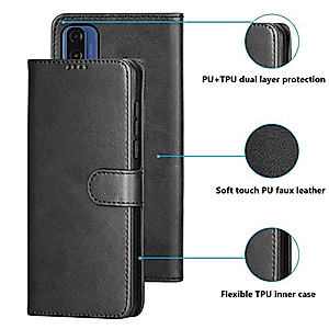 Cresee Case for Moto G Pure (2021)/ Moto G Power (2022)/ Moto G Play (2023) PU Leather Wallet Flip Cover [3 Card Slots 1 Money Pocket] [Magnetic Closure] [Stand Kickstand] Folio Phone Case - Black