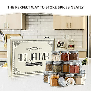 Homazing Set of 24 Magnetic Spice Jars for Refrigerator Hexagon Glass Magnetic Spice Jars for RV Travel Trailer Kitchen, Magnetic Glass Spice Containers with Magnetic Lids Shaker Lids and Labels