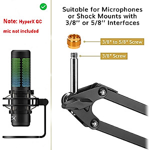 Boom Arm For Hyperx Quadcast Microphone, Adjustable Suspension Mic Scissor Stand, For Studio Recording & Broadcasting Compatible with Hyper X QuadCast S Mic By YUZUHOME