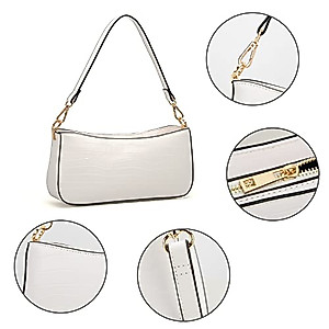 Lady Jiaying Crocodile Shoulder Handbag for Women with Removable Strap Clutch Purse Evening Bag (Medium White)
