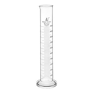 EISCO Graduated Cylinder, 1000ml - Class A Tolerance ±5.00ml - Round Base - White Graduations - Borosilicate 3.3 Glass