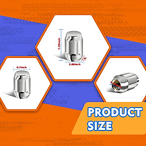 CLUBRALLY Golf Cart Chrome Lug Nuts Applicable to Yamaha/GEM, 12MMx1.25"Pack of 16