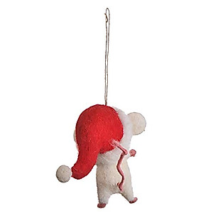 De Kulture Handmade Premium Wool Felt Elf Christmas Mouse Eco Friendly Needle Felted Christmas Xmas Tree Decoration Stuffed Ornament for Home Office Holiday Décor, 2.5X4.5X4.5 (LWH) Inches