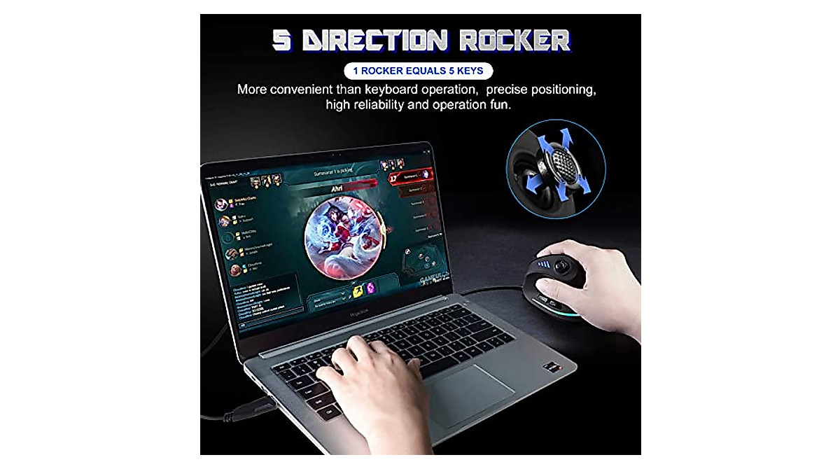 Gaming Mouse with 5 D Rocker, TRELC Ergonomic Mouse with 10000 DPI/11 ...