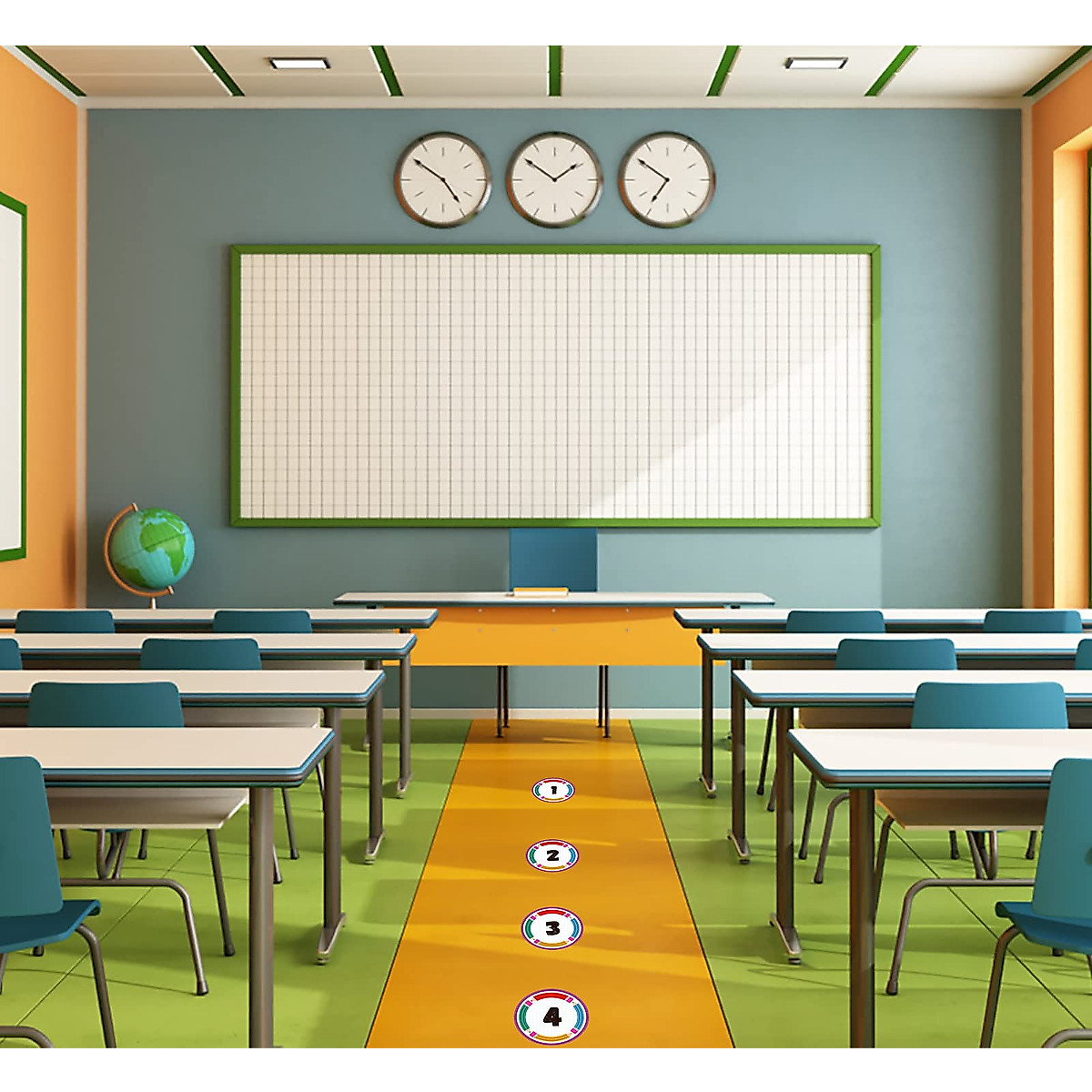 WhatSign 36Pcs Number Spot Markers Stickers 4" Line up Spots for Classroom Floor Number Stickers Classroom Line up Spot Dots Floor Decals for Back to School Kindergarten Elementary Preschool Classroom