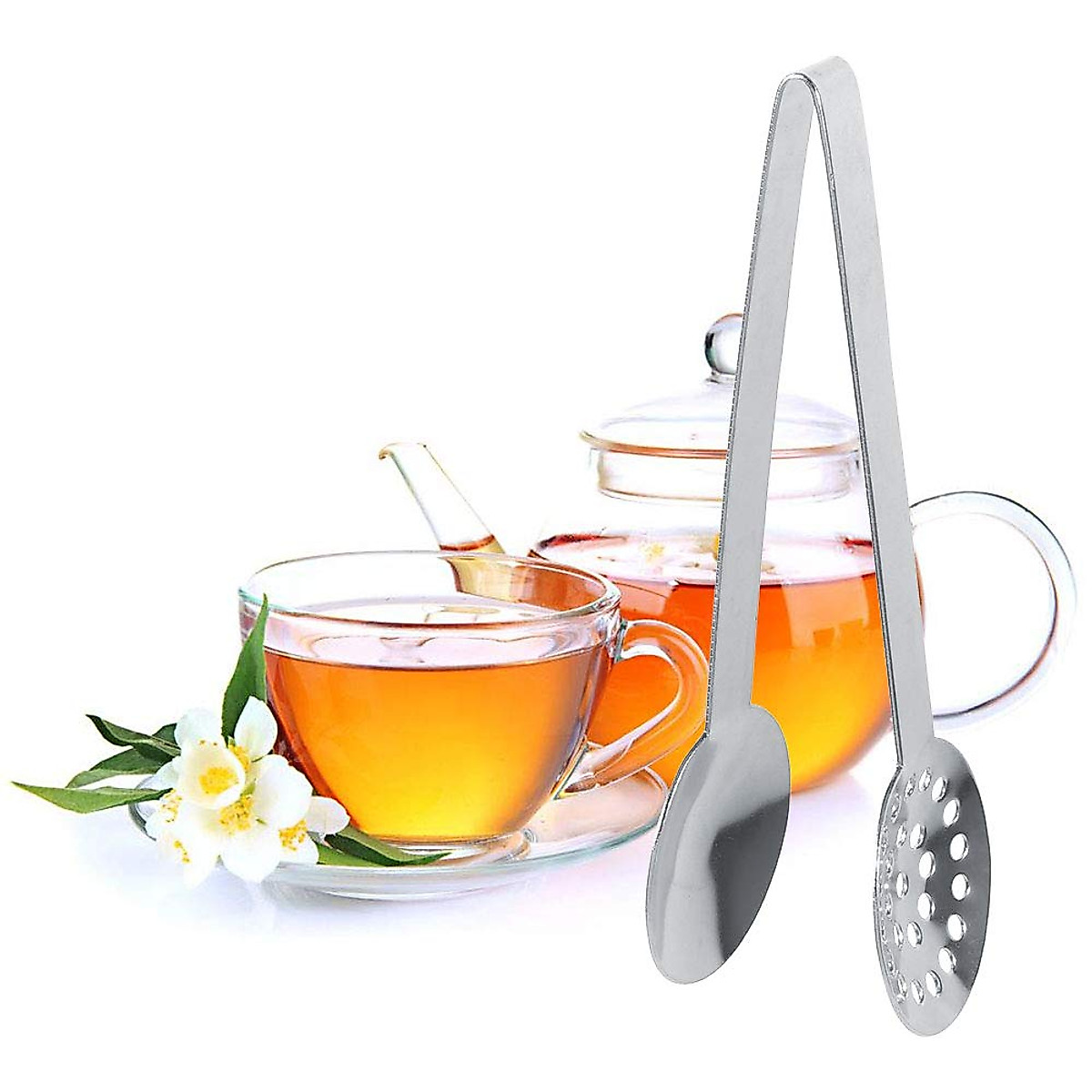 TraderPlus 2 Pack Stainless Steel Tea Bag Squeezer Tongs Strainer Grip