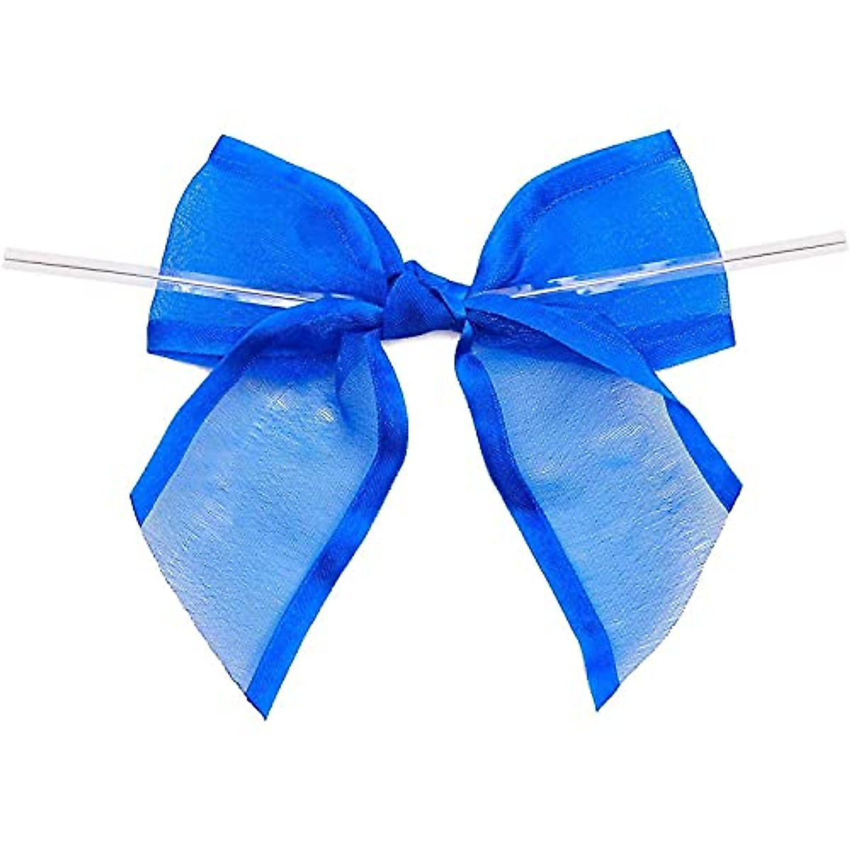 Blue Organza Bow Twist Ties for Favors and Treat Bags (1.5 Inches, 36 Pack)