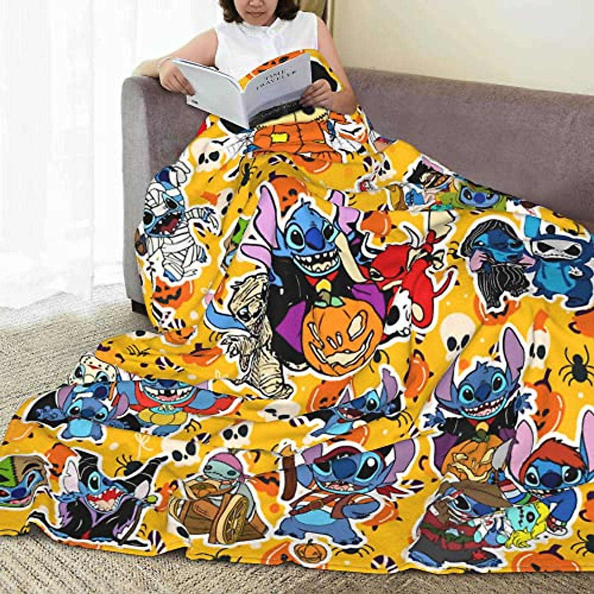 Halloween Horror Blanket Ultra Soft Throw Blanket Warm Cozy Flannel Blanket Microfiber Fleece Cover Home Decorative Throw for Sofa Couch Bed Office 50"x40"