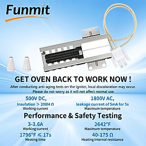 WB13K21 Gas Range Oven Igniter Fit for GE Samsung NX58H5600SS NX58H5650WS Kenmore Hotpoint Frigidaire Exact Replacement Igniter Replace DG94-00520A Norton 501a