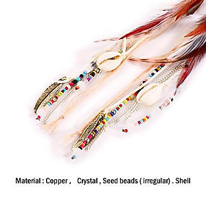 Boho Colorful Feather Feather Dangle Earrings for Women Bohemian Shell Beads Long Tassel Design Drop Earrings