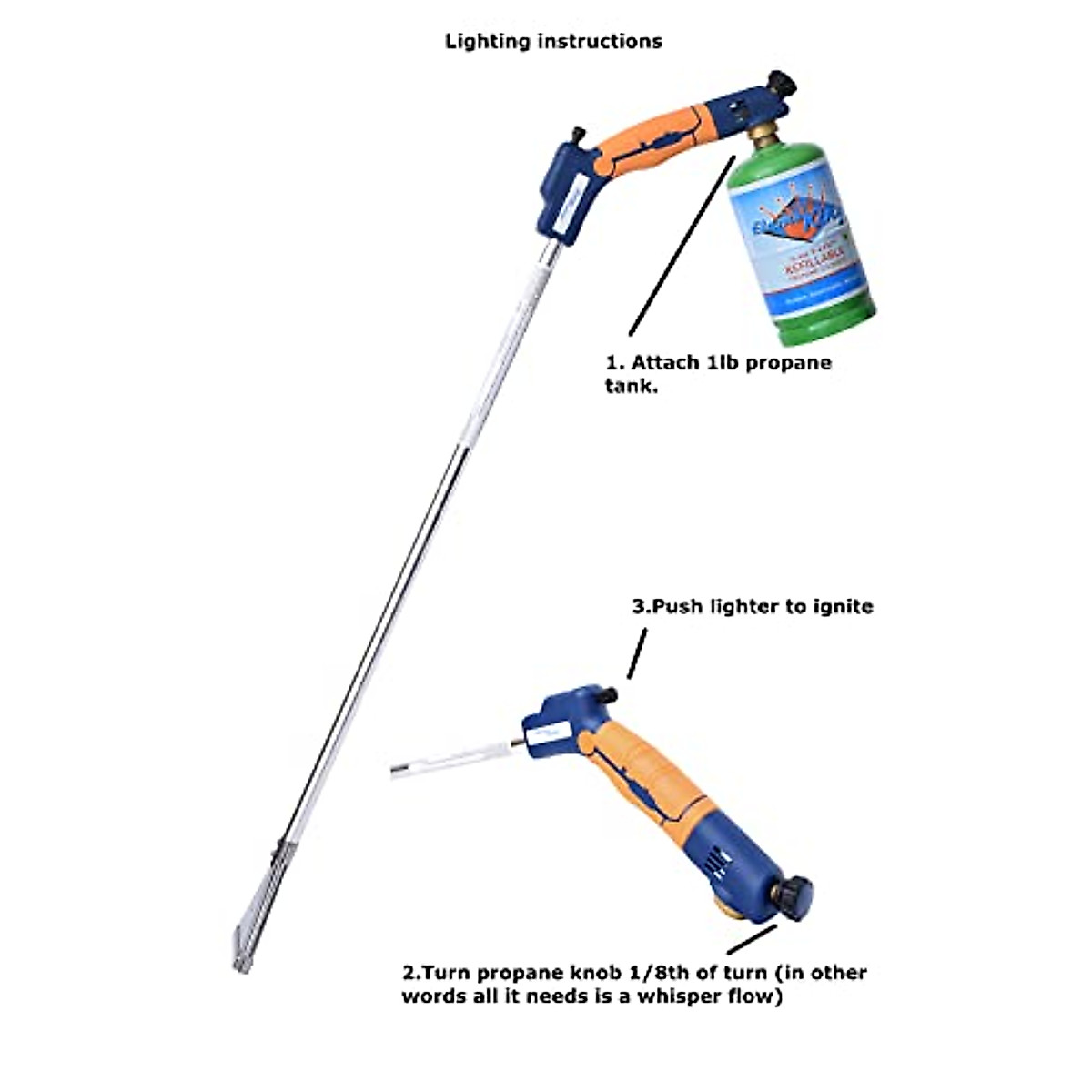 Flame King YSNPQ820S Propane Torch Weed Burner with Integrated Push Button Igniter, Black