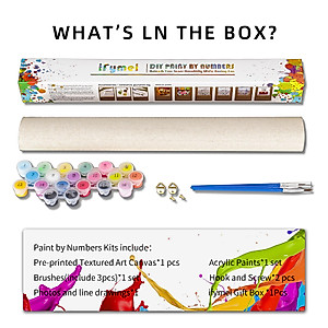 ifymei Paint by Numbers for Kids and Adults Beginner, DIY Gift Canvas Painting Kits for Boys and Girls, 16x20 Inch Colorful Dinosaurs [Without Frame]