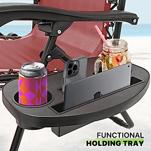 Magshion Zero Gravity Lounge Chair with Canopy, Outdoor Foldable Patio Reclining Chair with Side Tray, Adjustable Anti-Gravity Recliner with Headrest, Folding Lounger for Lawn Camping Beach, Maroon