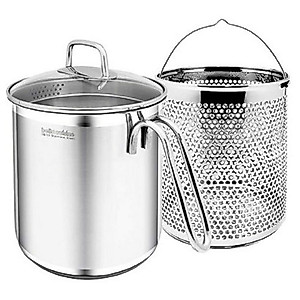Bella Cuisine NEW Multi-Pot with Pasta Insert 18/10 Stainless Steel Pasta Cooker Steamer Multipots, Pouring Spout, Pouring Glass, 7 inches