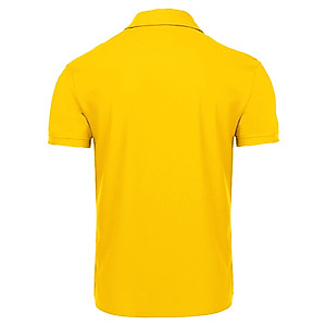 LLdress Yellow Polo Shirts for Men - Summer Casual Short Sleeve - Mens Collared Pullover Golf Shirts, M