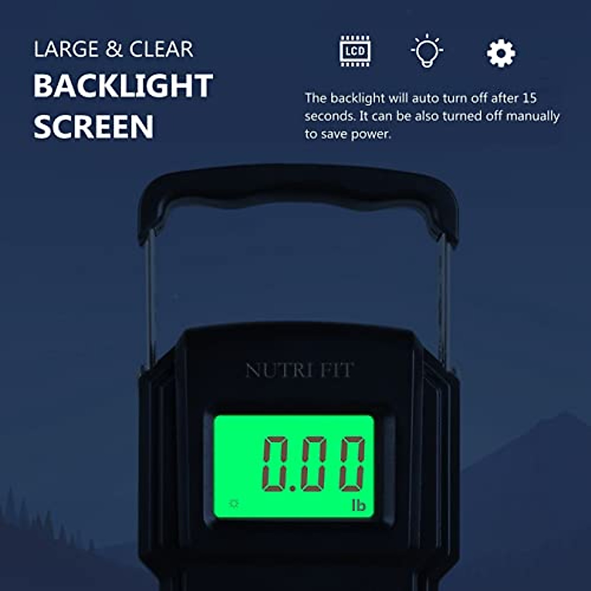 NUTRI FIT Luggage Weight Scale Fish Weighing Scales Digital Handheld Suitcase Weigher with Hook, 165lb/75kg with Measuring Tape for Travel, Fishing, Gifts