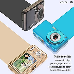 Digital Camera, 2.7in 48MP HD Kids Camera 8X Optical Zoom Compact Portable Mini Cameras, USB Rechargeable Video Camera Supports 32GB Card for Students, Teens, Kids Blue