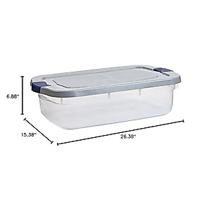 Rubbermaid Roughneck Clear 31 Qt/ 7.75 Gal Storage Containers, Pack of 6 with Snap-Fit Grey Lids, Visible Base, Sturdy and Stackable, Great for Storage and Organization
