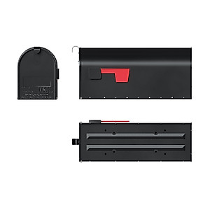 Mailboxes for Outside Post Mount with Durable Aluminium Flag - Medium Capacity, Black, Galvanized Steel - 6.92 in. W x 8.87in. H x 20.05 in. L - Metal Mailbox