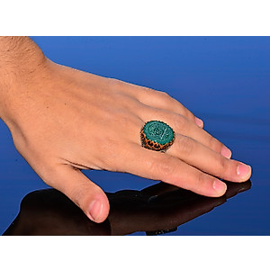 KAMBO Sterling Silver Men's Ring, Natural Black Onyx Gemstone, King Solomon Seal Ring, Unique Handmade Jewelry (Jade)