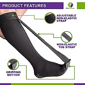 MARS WELLNESS Plantar Fasciitis Brace Stretch Night Sock With Tread - For Pain Relief from Plantar Fasciitis and Achilles Tendonitis - Foot Splint Support - Black - Large