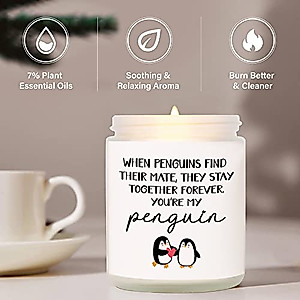 Anniversary Romantic Gifts for Him Her, Wife Mothers Day Gifts from Husband, Boyfriend Girlfriend Birthday Gifts, I Love You Gifts, Candle Gifts for Him Her, Funny Penguin Gifts for Women Men