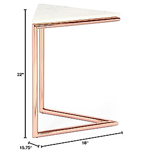 Christopher Knight Home Corral Side Table, Rose Gold + White