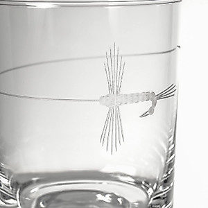 Rolf Glass Fly Fishing Double Old Fashioned Glass 13 ounce Set of 4 | Whiskey Glass Set of 4 | Lead-Free Crystal Glass | Engraved Whiskey Tumbler Glasses | Made in the USA