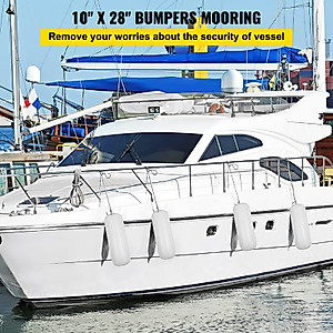 Vevor Mophorn 4 Ribbed Boat Fenders 10 x 28 Inch Boat Fenders Bumpers White Center Hole Bumpers Protection