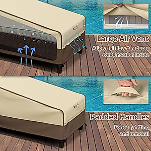 MR. COVER Outdoor Chaise Lounge Covers Waterproof for 74-76 Inch Patio Lounge Chairs, Sturdy 600D Polyester & Double-Stitched Seams, Brown & Khaki, Set of 2