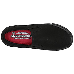 Skechers Women's Canvas Slip on Food Service Shoe, Black, 7.5