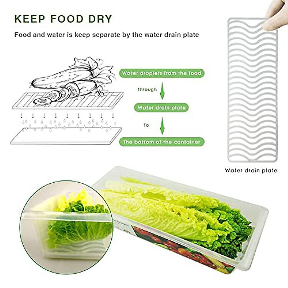 SILIVO 6 Pack Produce Saver Refrigerator Organizer Bins for Fruits and Vegetables- 3 Pack 1.5L + 3 Pack 4.5L