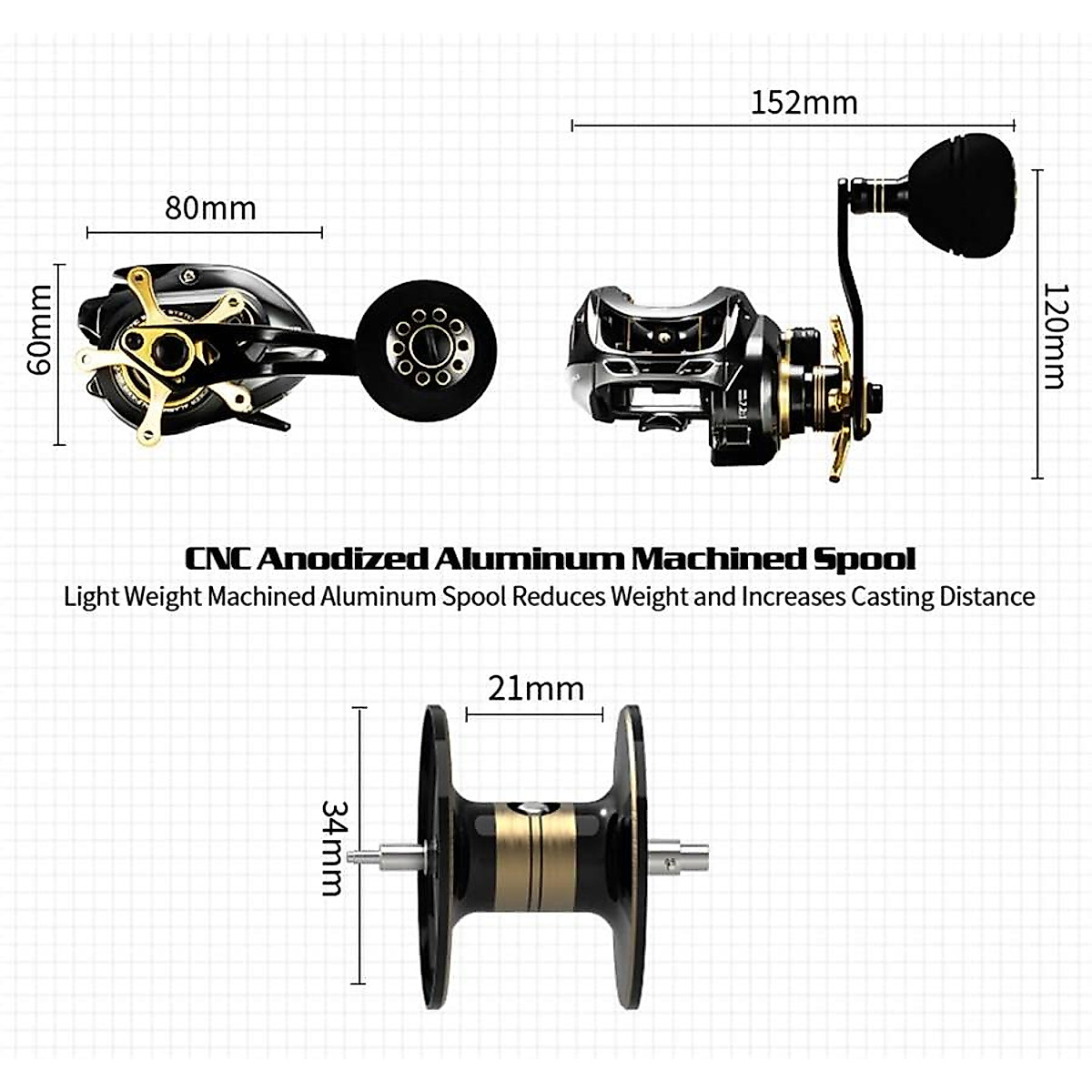 DOVIELLO GKA300 Baitcaster Reels Right Hand 9+1BB 9KG/20LB Drag Deep Spool Baitcasting Reel for Bass Trout Single Handle 6.4 Gear Ratio Bait Clicker Fishing Reels