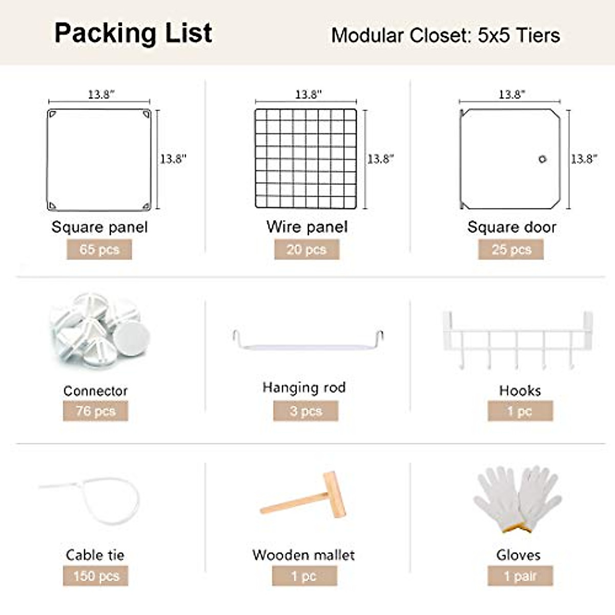 YOZO Cube Storage Organzier Portable Closet Wardrobe Bedroom Dresser (71x14x71 inches) Portable Closet Cube Shelf Armoire Pantry Cabinet, 25 Cubes, White