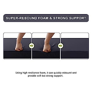 Faible Poisson Outdoor Chair Cushions, 20 x 20 Inch Waterproof Patio Furniture Back & Deep Seat Cushion Set with Handle and Anti-Slip Straps for Indoor Garden Camping, Plain Navy