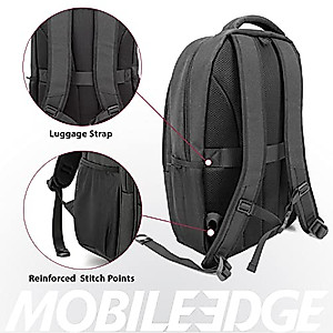Mobile Edge Commuter Laptop Backpack for Men and Women, 16 Inch Computer Bag for Travel, Work, Commuting, with USB Charging Port, Lightweight, Black