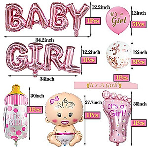 Baby Shower Decorations for Girl,Girl Baby Shower Balloons, Its a Girl Sash for Baby Shower