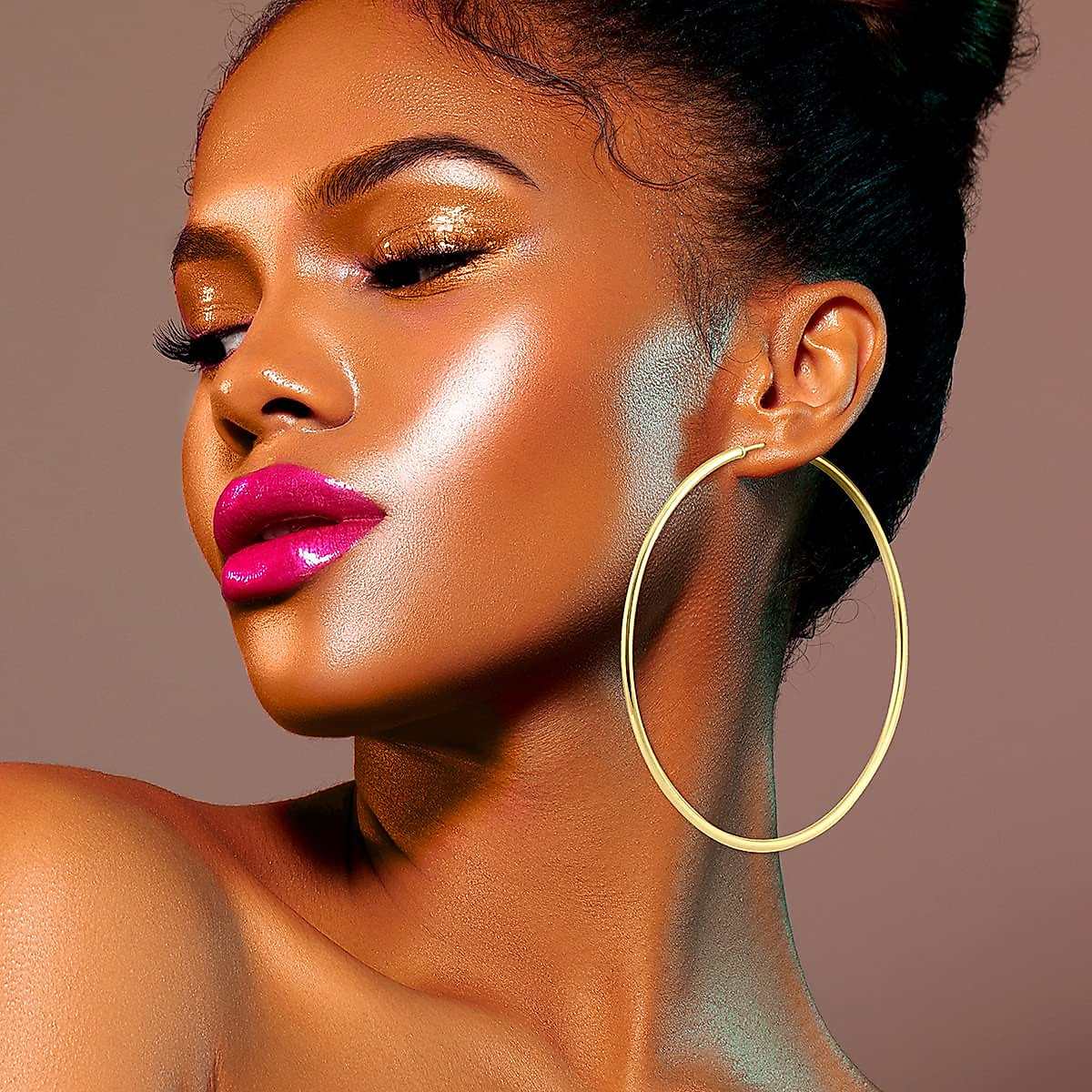 80MM Endless Hoop Earrings 14k Yellow Gold