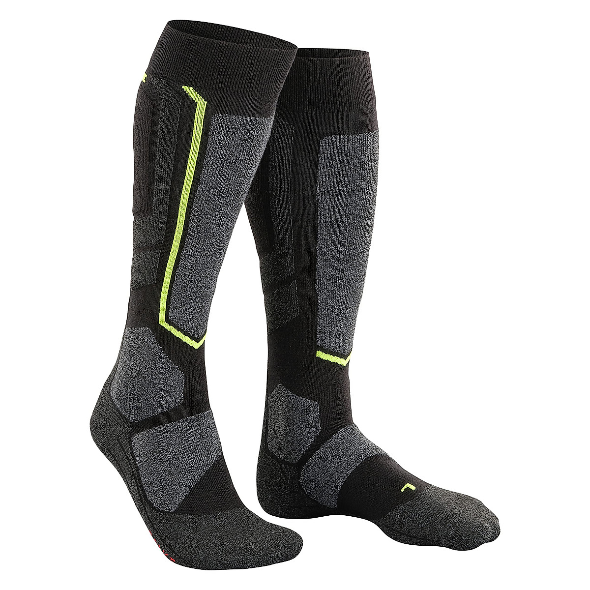 FALKE Men's SB2 Ski Socks For Snowboarding, Merino Wool, Knee High, Mid Weight Cushion, Breathable Quick Dry, Black (Black-Mix 3010), 12.5-13.5, 1 Pair