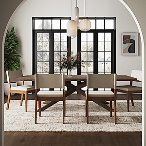 Nathan James Linus Modern Upholstered Chair, 1, Light Gray/Dark Brown