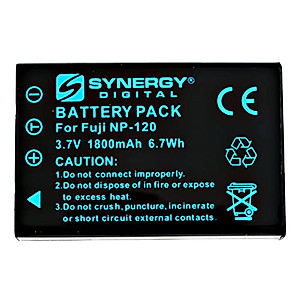 Synergy Digital SDNP120 Lithium-Ion Battery - Rechargeable Ultra High Capacity (3.7V 1800 mAh) - Replacement for Fuji NP-120, Pentax D-LI7 & Ricoh DB-43 Batteries