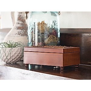 Cottage Garden Friend Woodgrain Embossed Petite Rose Music Box Plays What Friends are for