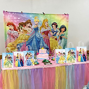 Princess Birthday Party Supplies, Princess Party Decorations Includes 12 PCS Slap Bracelets, 12 PCS Princess Paper Bags, 12 PCS Straws, 20 PCS Temporary Tattoo Stickers for Birthday Party