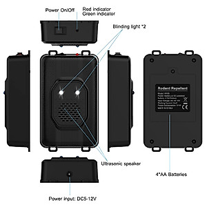 Ultrasonic Rodents Repellent for Cars and Indoor 2 Packs, Battery Operated Under Hood Rodent Repeller to Protect Wires,Humane Alternative Ultrasonic Mouse Repellent with LED