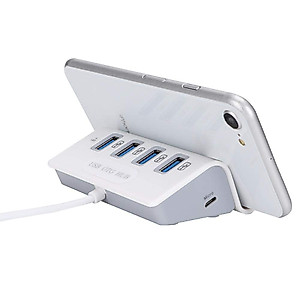 4-Port USB2.0 Hub with Phone Holder, Charge Your Phone When Play, Extend Cable for PC, Laptop, Tablet and More