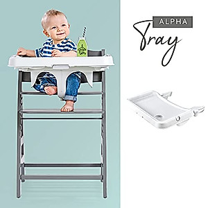 Hauck Alpha Removable Non Slip High Chair Table Tray with Adjustable Depth, Compatible w/Wooden Grow-Along Alpha+ and Beta+, Accessory Only, White
