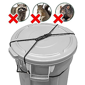 Encased Trash Can Lock for Animals/Raccoons, Bungee Cord Heavy Duty Large Outdoor Garbage Lid Lock (Trash Can NOT Included)